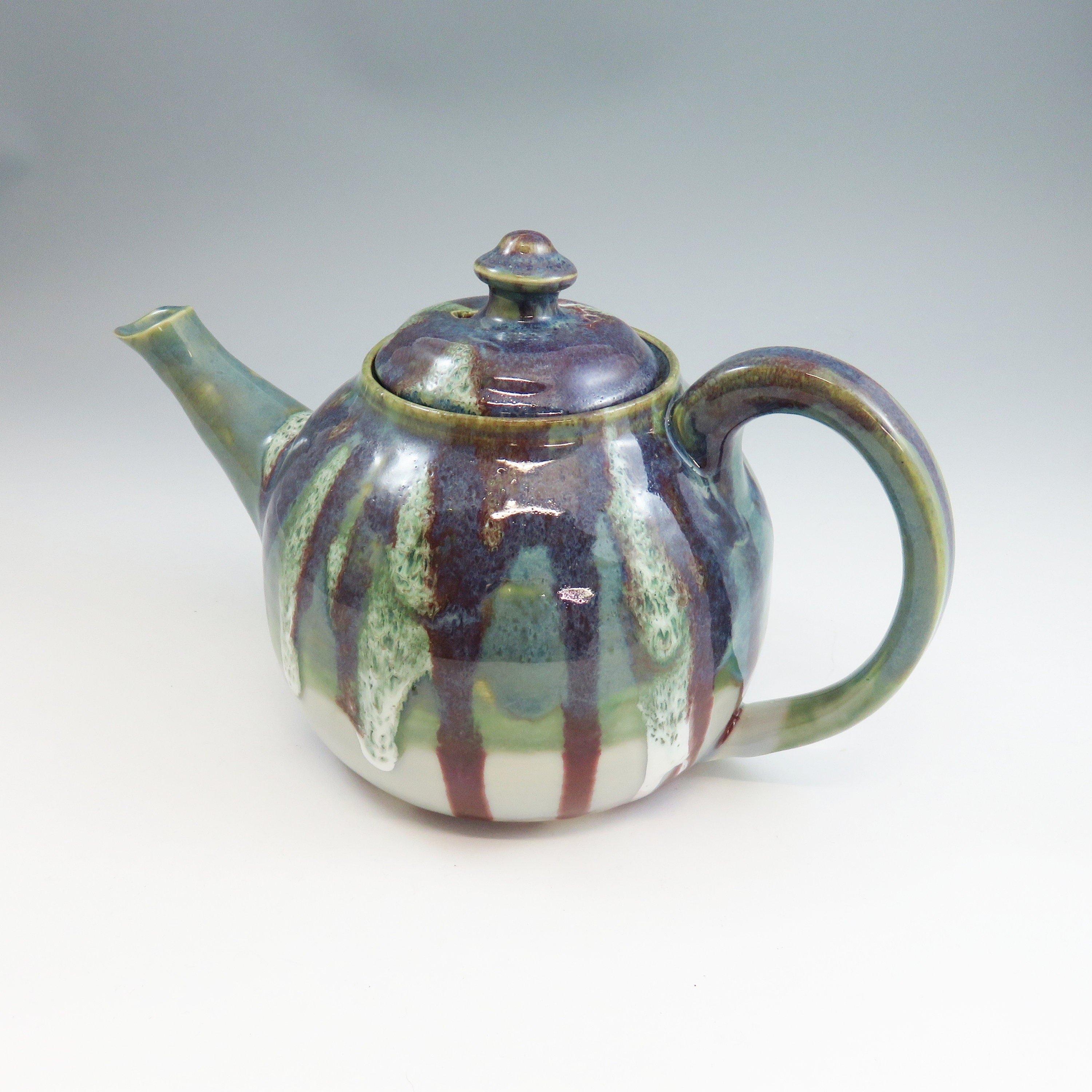 Unique Large pottery teapot,turquoise pottery teapot,multi colored ...
