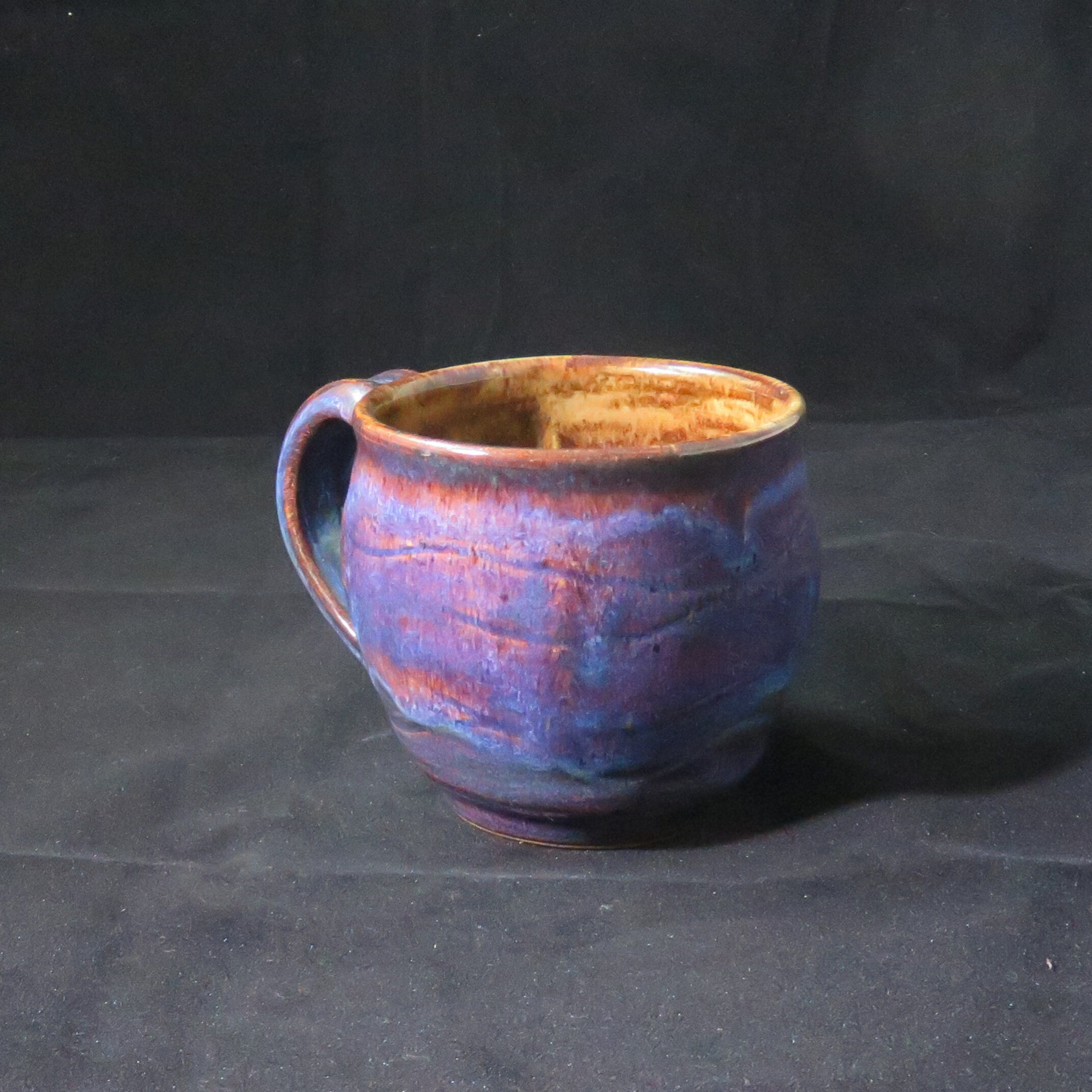 Rounded square mug, purple pottery mug, blue and purple tea mug, ready ...