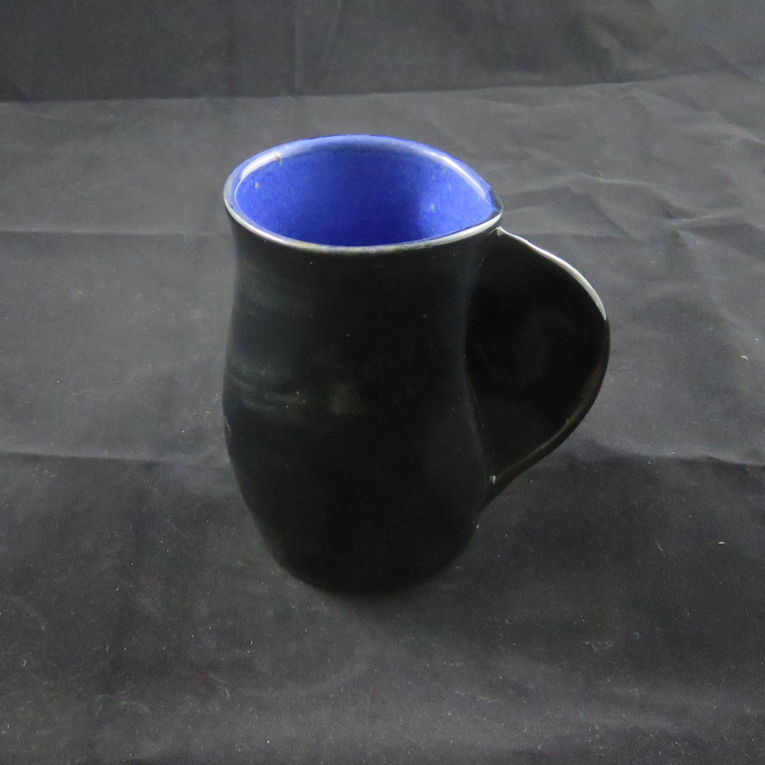 Hand Warmer Mug,Blue Pottery Mug,Ready to Ship,Black Handless Mug ...
