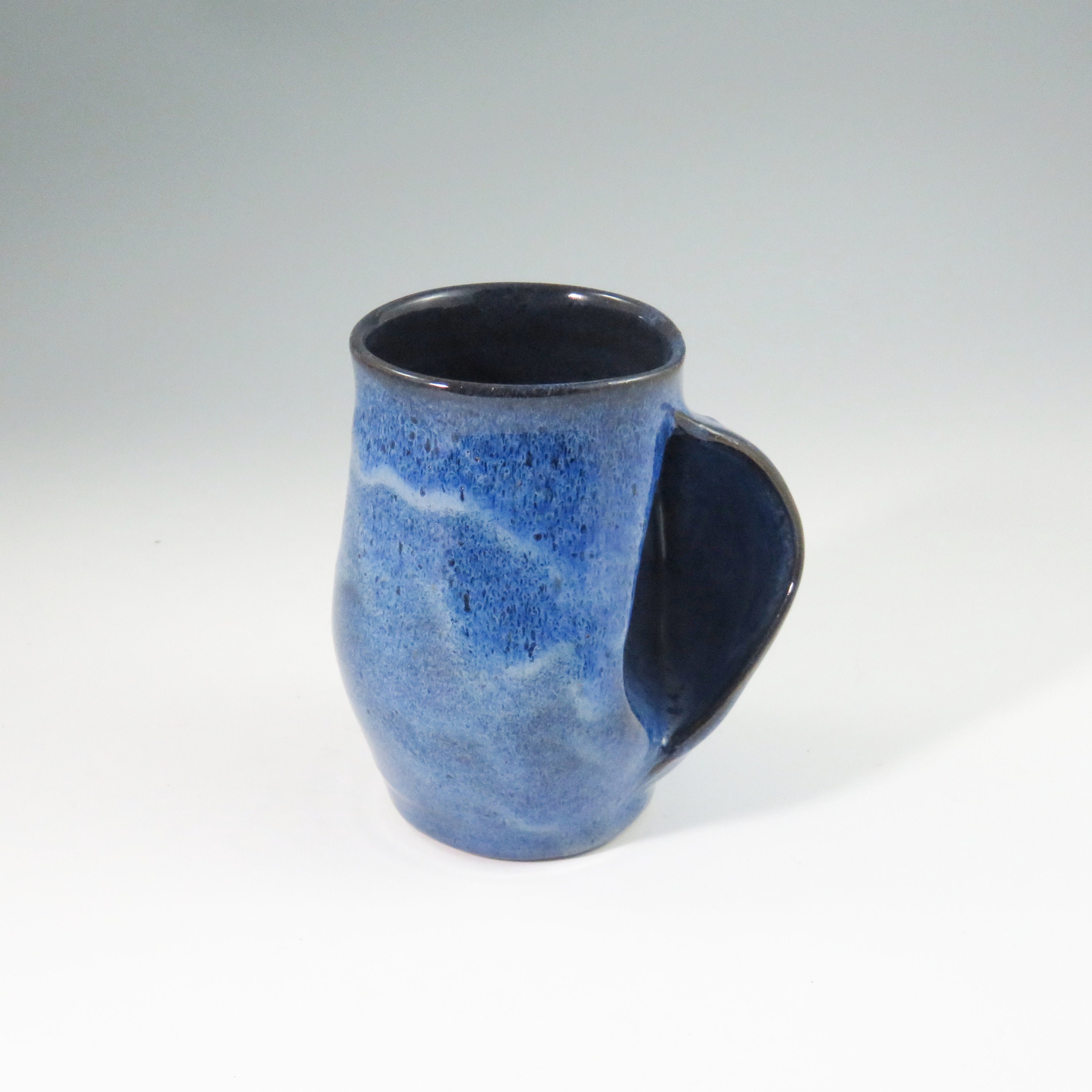 Hand Warmer Mug,Blue Pottery Mug,Ready to Ship,Blue Handless Mug ...