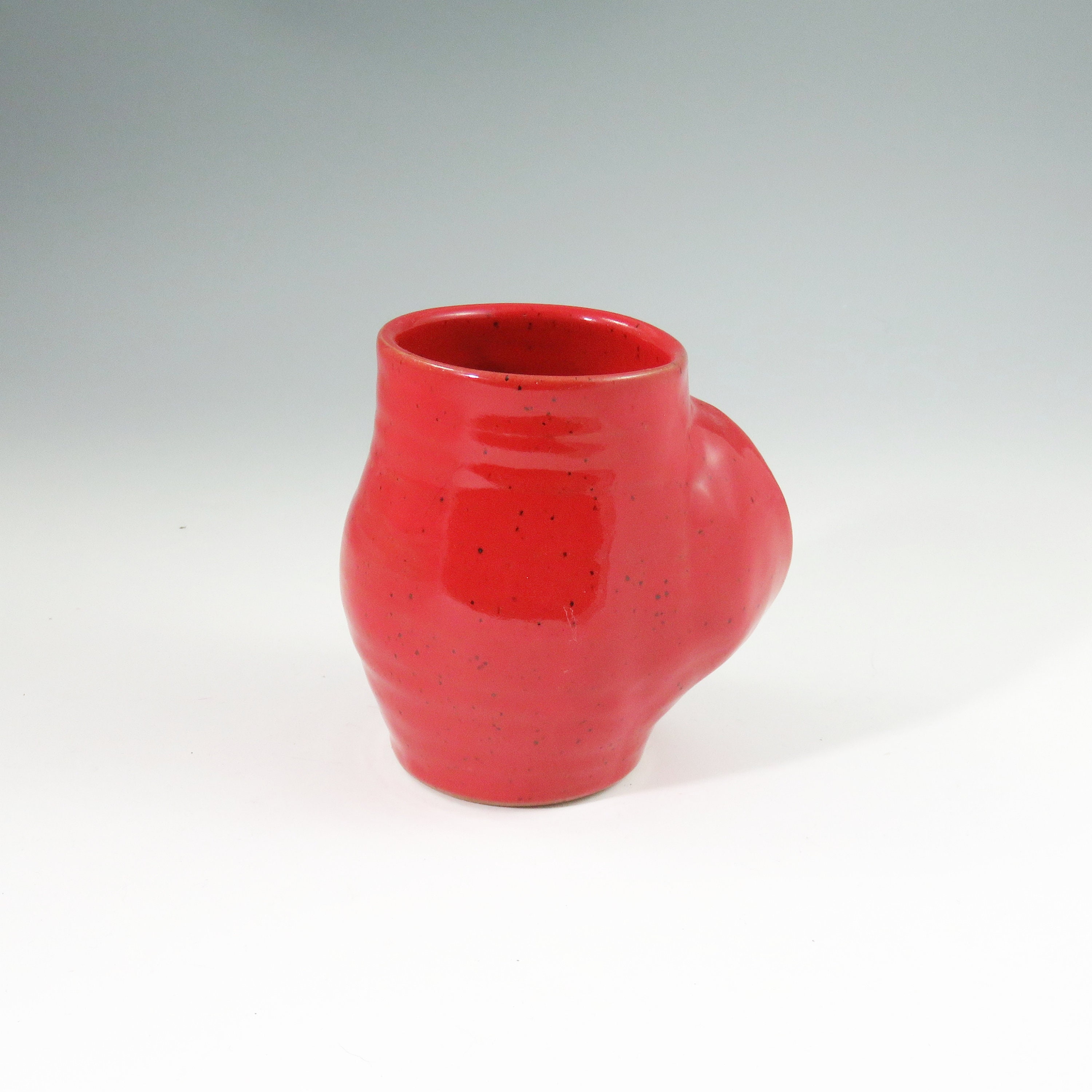 Hand Warmer Mug,Red Pottery Mug,Ready to Ship,Red Handless Mug, Ceramic ...