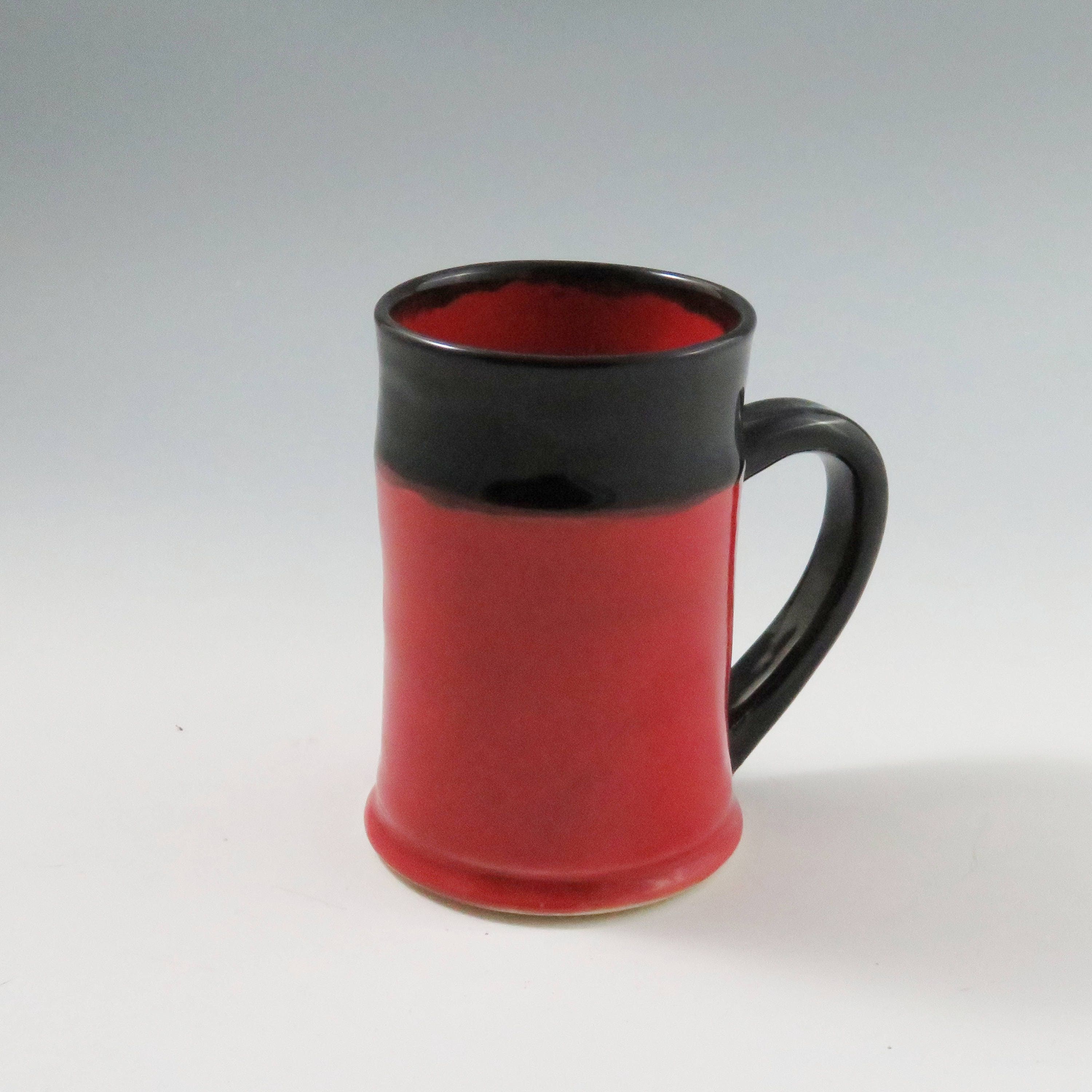 Red Pottery Mug,Black Ceramic Mugs,Red Ceramic Mugs,Ready to Ship,Red ...