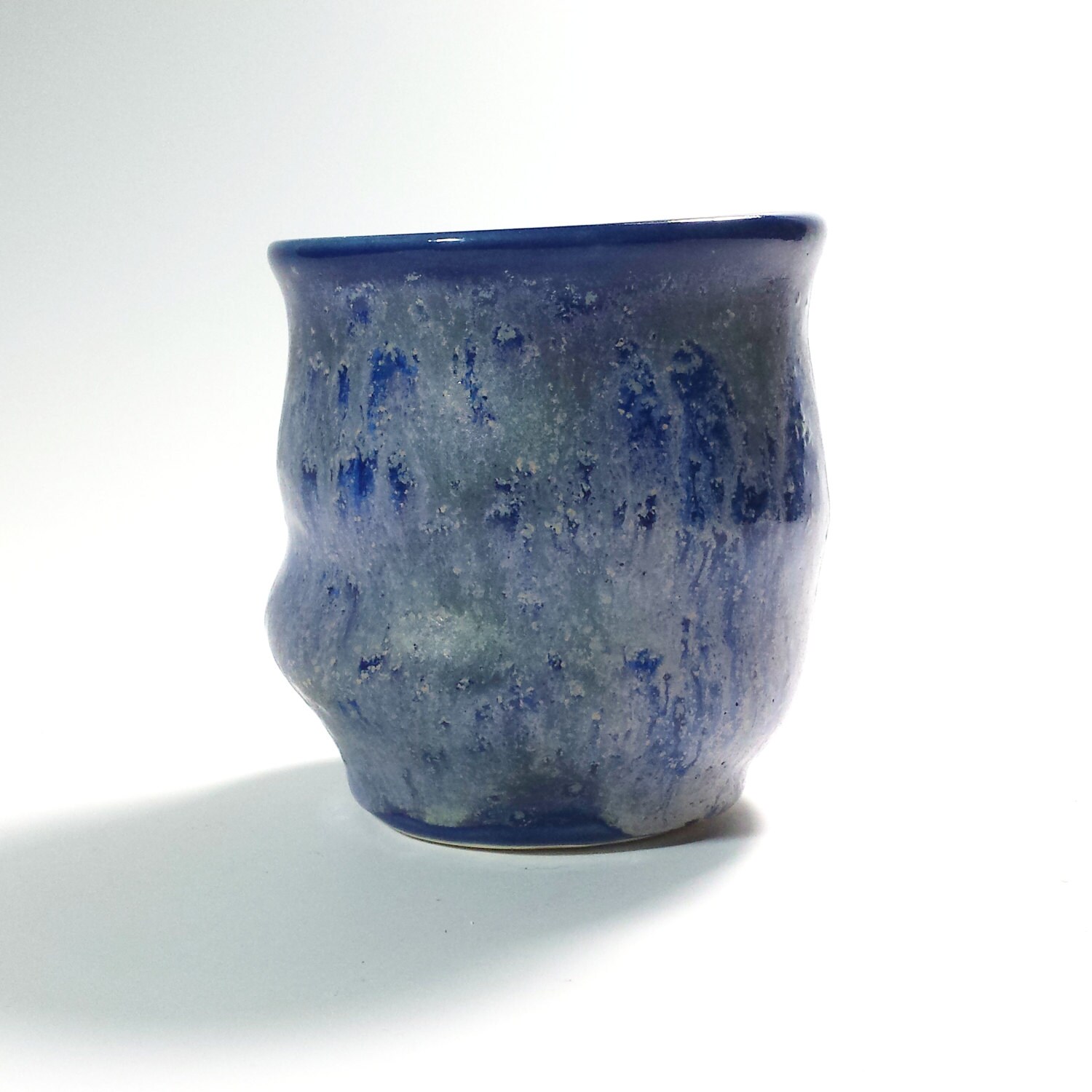 Unique Pottery Cup,Wine Cup,Whiskey Cup,Funky Cup,Handless Mug,Blue ...