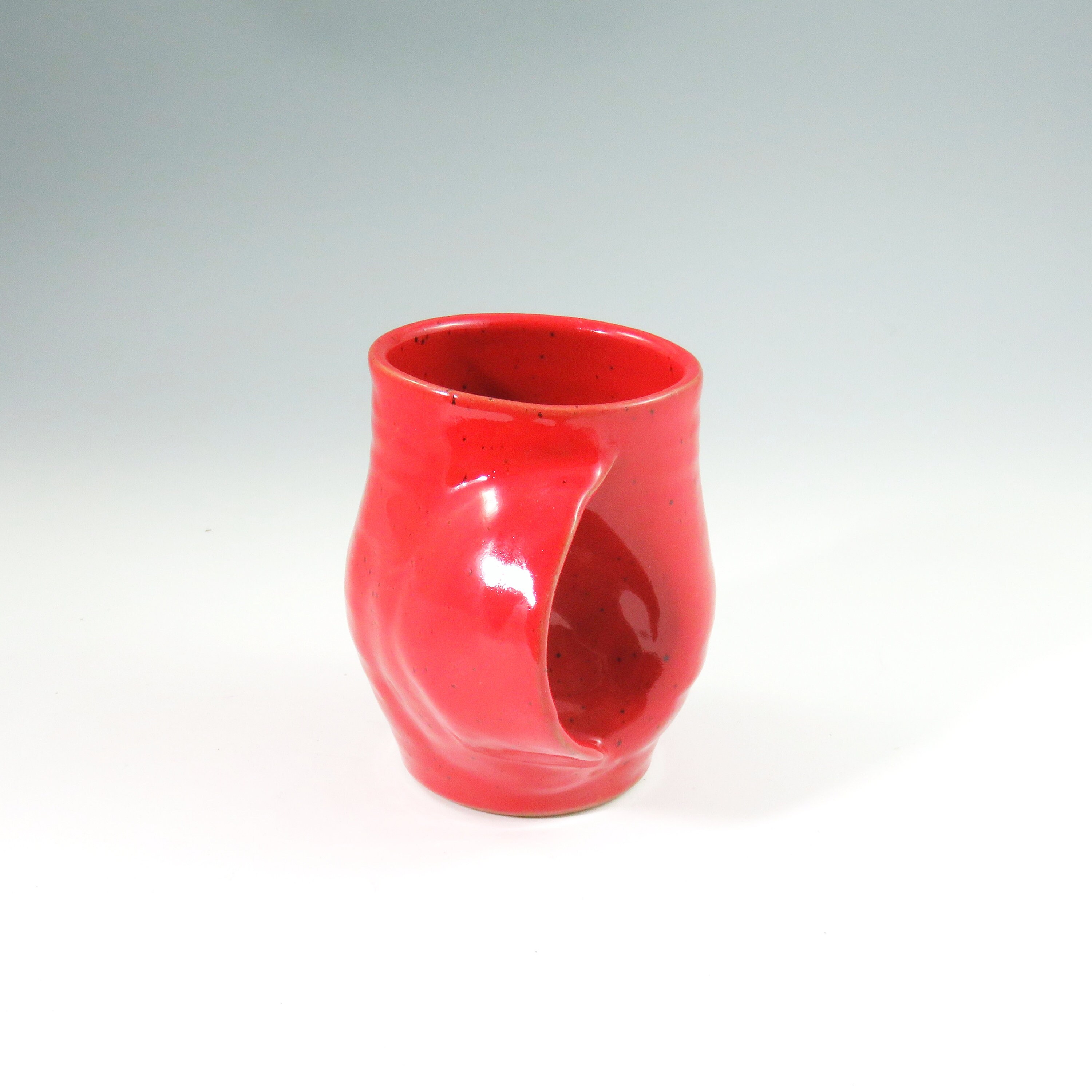 Hand Warmer Mug,Red Pottery Mug,Ready to Ship,Red Handless Mug, Ceramic ...