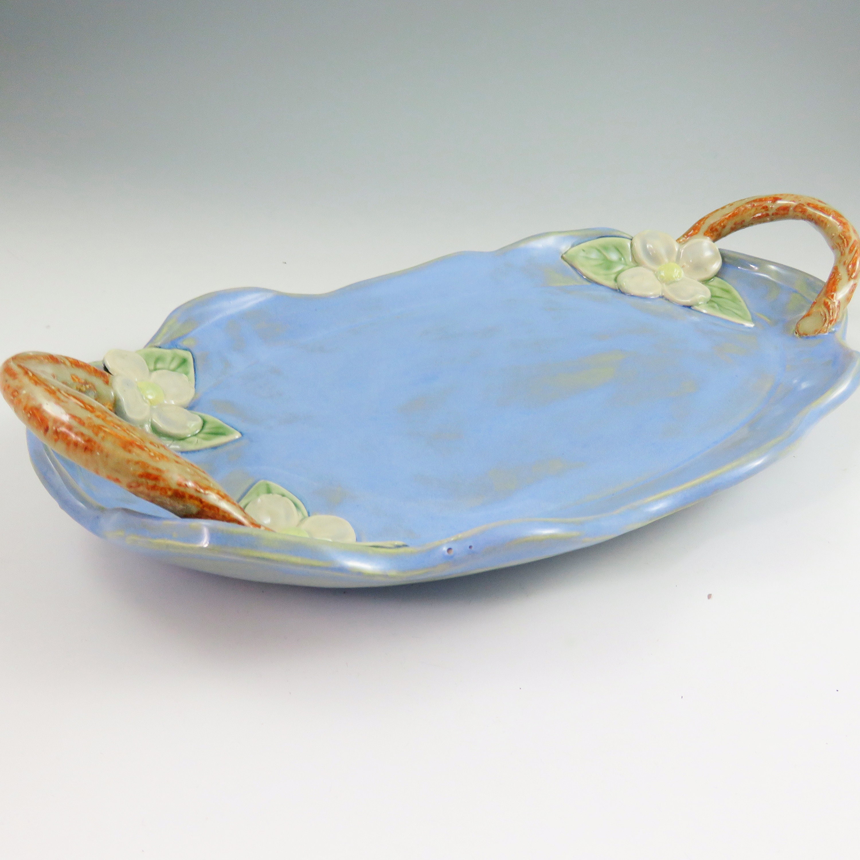 Blue Ceramic Serving Platter,Pottery Serving Tray,Pottery Platter, Blue ...