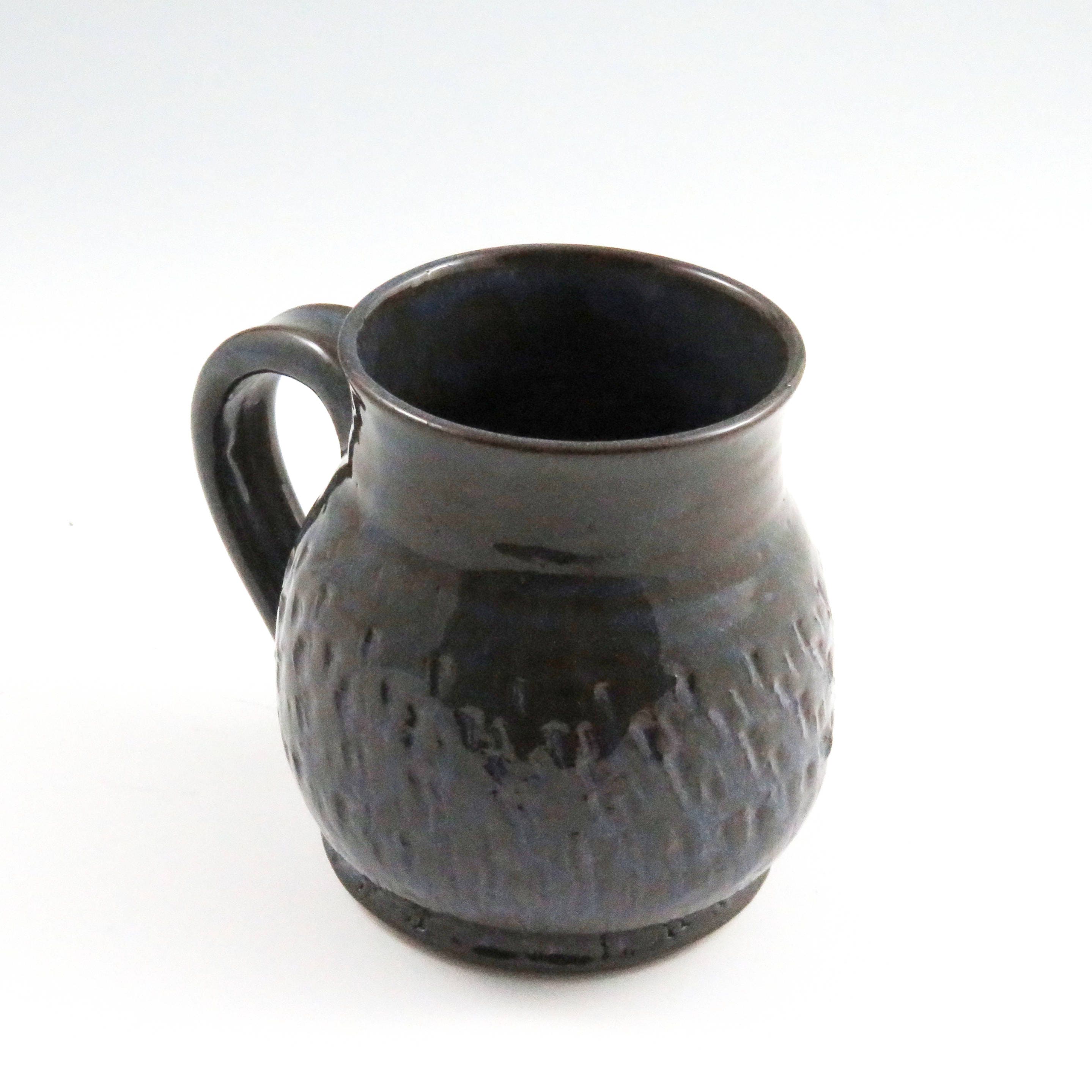 Brown Textured Ceramic Pottery Mug,Blue Mug,Brown Ceramic Mug,Brown ...