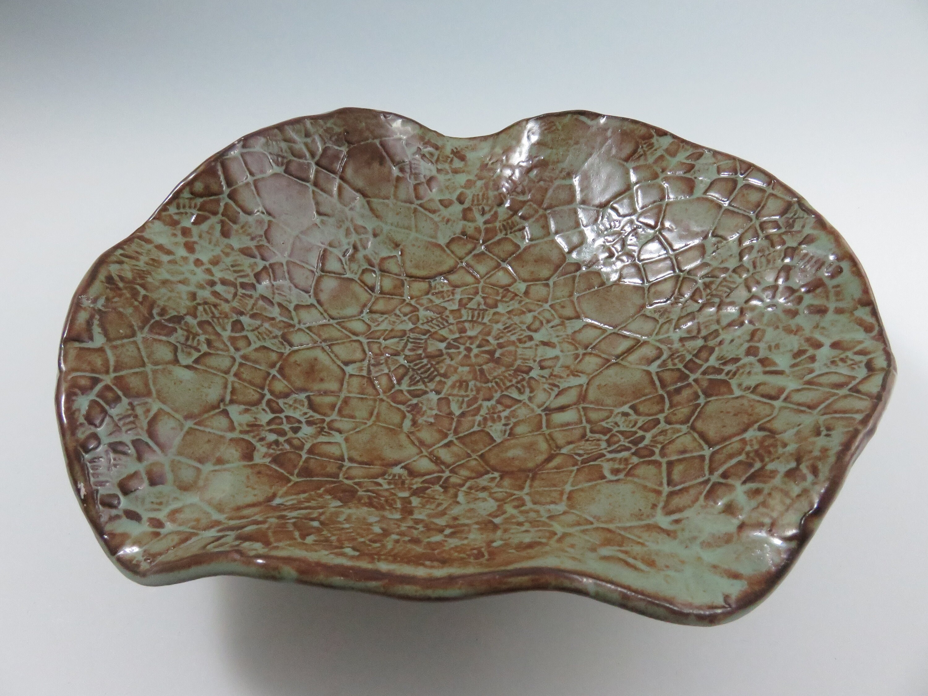 Free form ceramic pottery bowl, green pottery fruit bowl,green ...