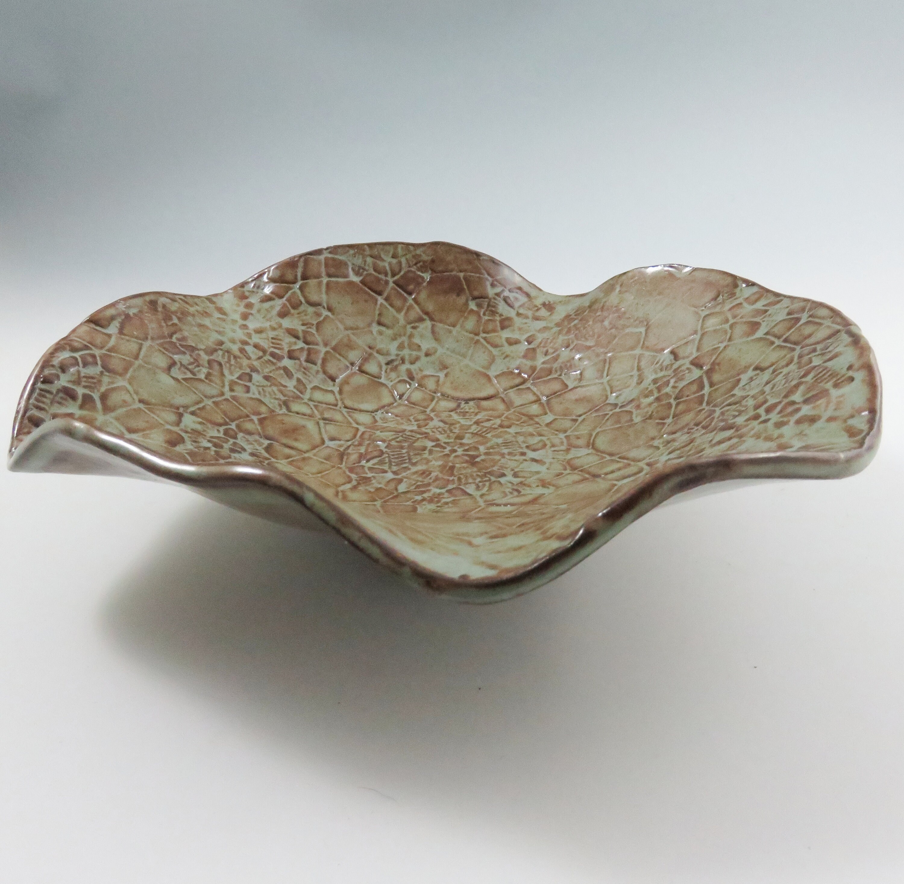 Free form ceramic pottery bowl, green pottery fruit bowl,green ...