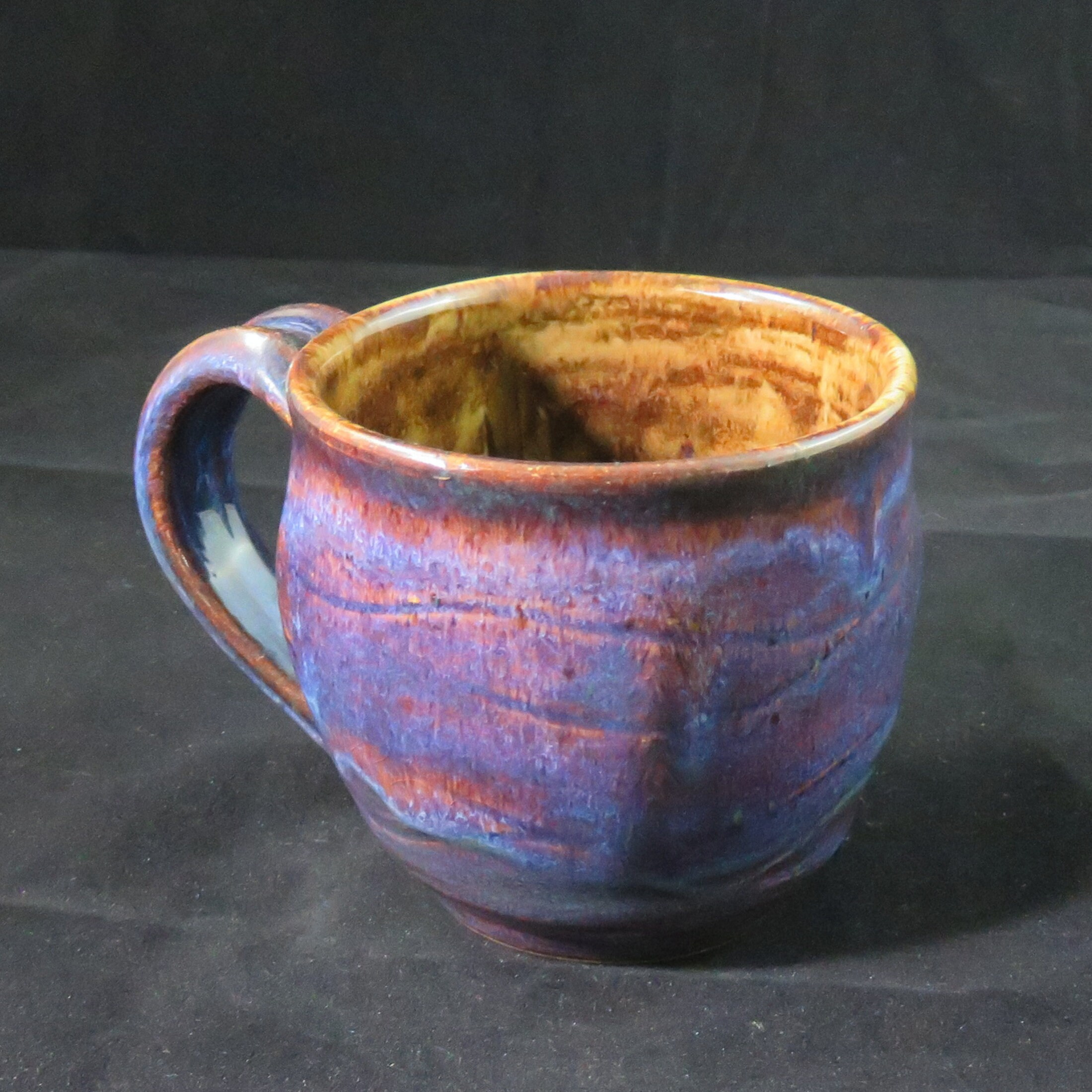 Rounded square mug, purple pottery mug, blue and purple tea mug, ready ...