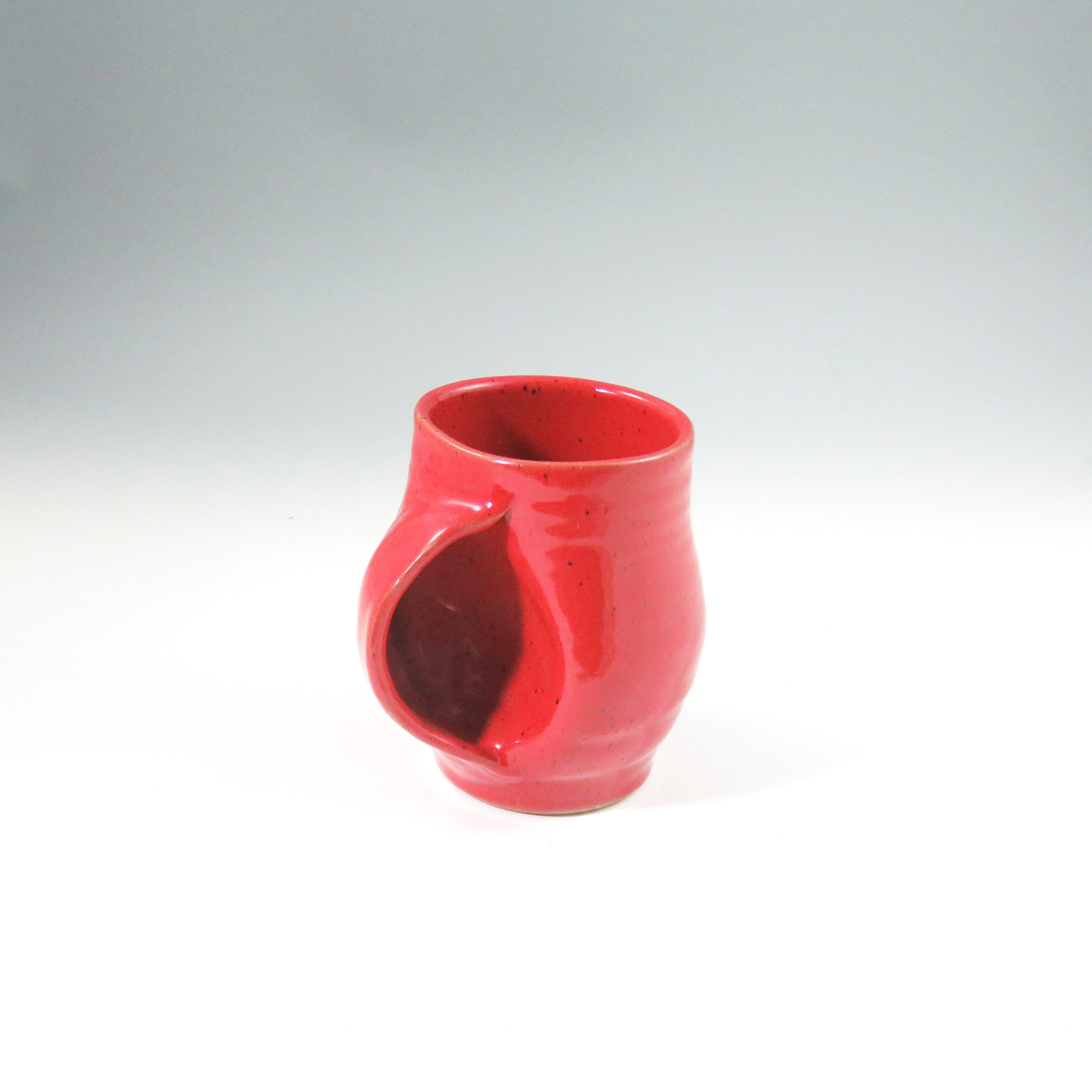 Hand Warmer Mug,Red Pottery Mug,Ready to Ship,Red Handless Mug, Ceramic ...