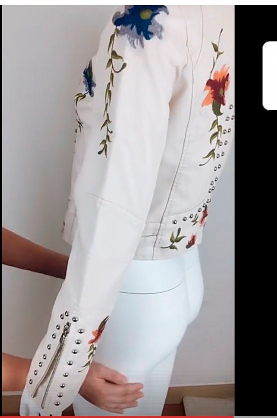 Brand New White Leather Jacket Embroidered Flowers - Etsy