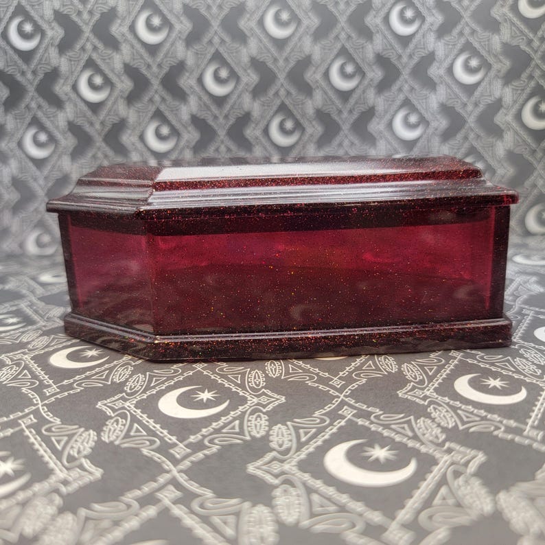 Coffin Trinket Box- Deep Maroon With Holographic Glitter - Etsy