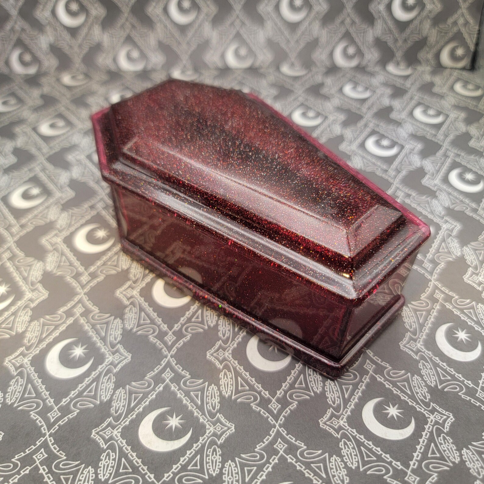 Coffin Trinket Box- Deep Maroon With Holographic Glitter - Etsy