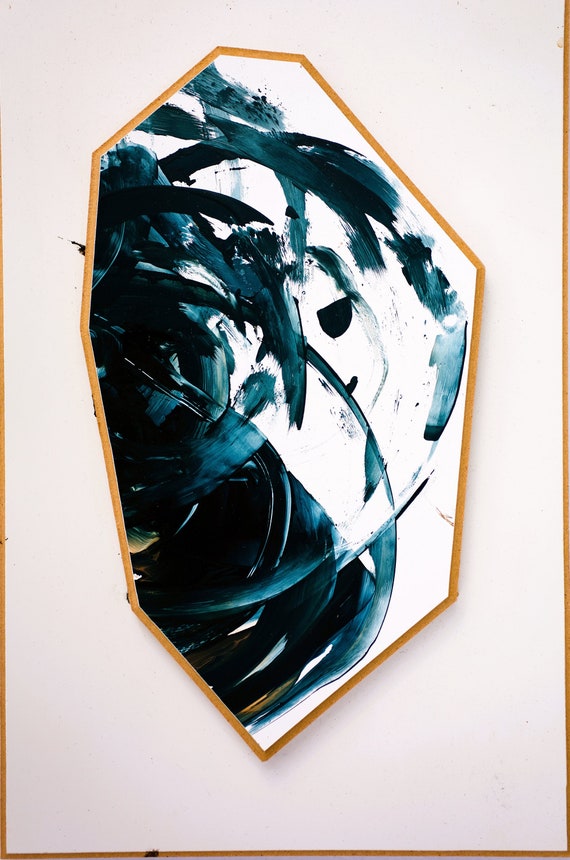 Abstract Micro Expressionist Artwork by Twombols blue, white Hexagon ...