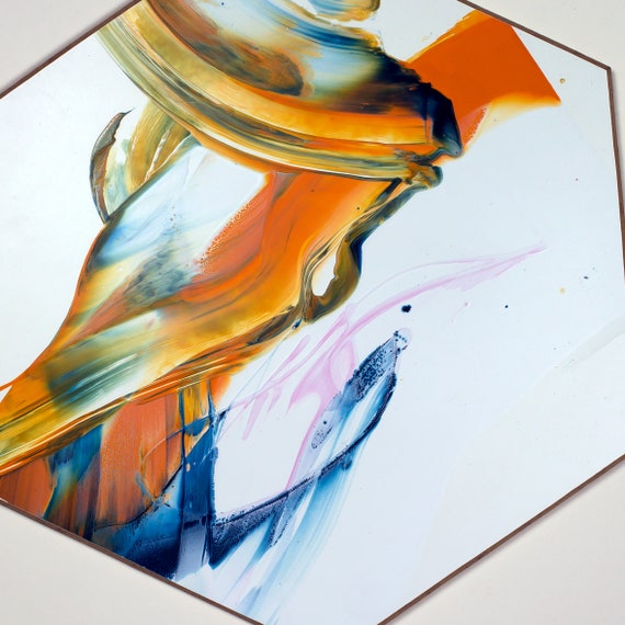 Abstract Micro Expressionist Artwork by Twombols blue, white Hexagon ...