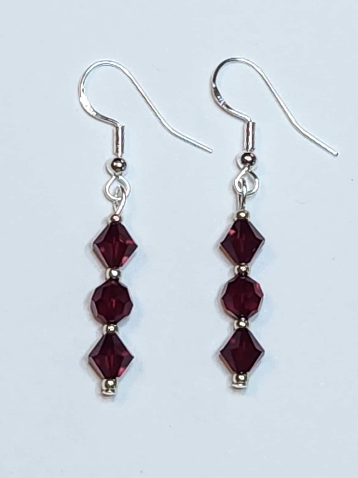 Red Swarovski Round/bicone Earrings E52 - Etsy