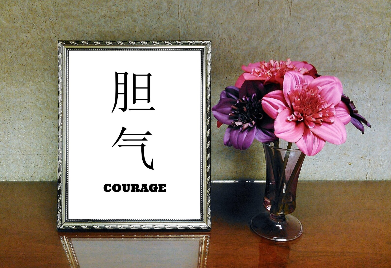 Printable Quote Chinese Character "courage" Asian Digital Art Download ...