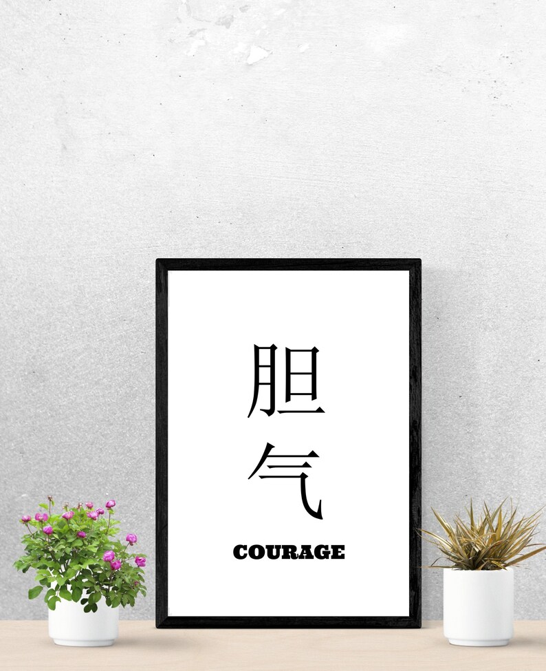 Printable Quote Chinese Character "courage" Asian Digital Art Download ...