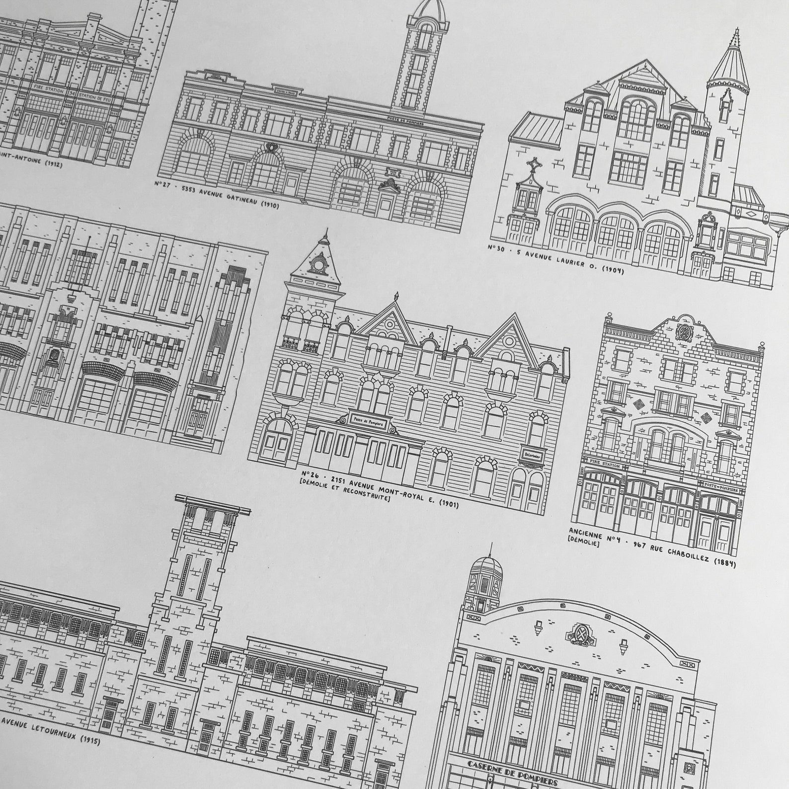 Montreal's Fire Stations / 18x24 Poster / A Selection of 16 ...