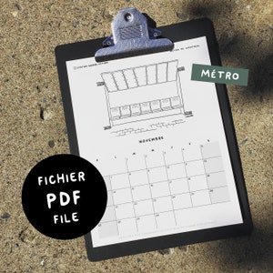 MÉTRO / 2024 Calendar Digital PDF 8.5x11 Black&white Get - Etsy