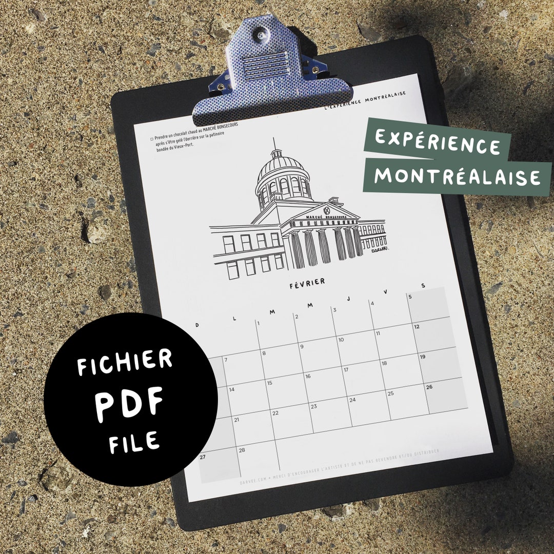 2026 the MONTREAL EXPERIENCE Calendar - Digital PDF 8.5x11 - Black ...