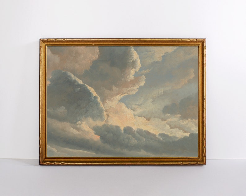 CLOUD STUDY Neutral Wall Art Minimalist Oil Painting - Etsy