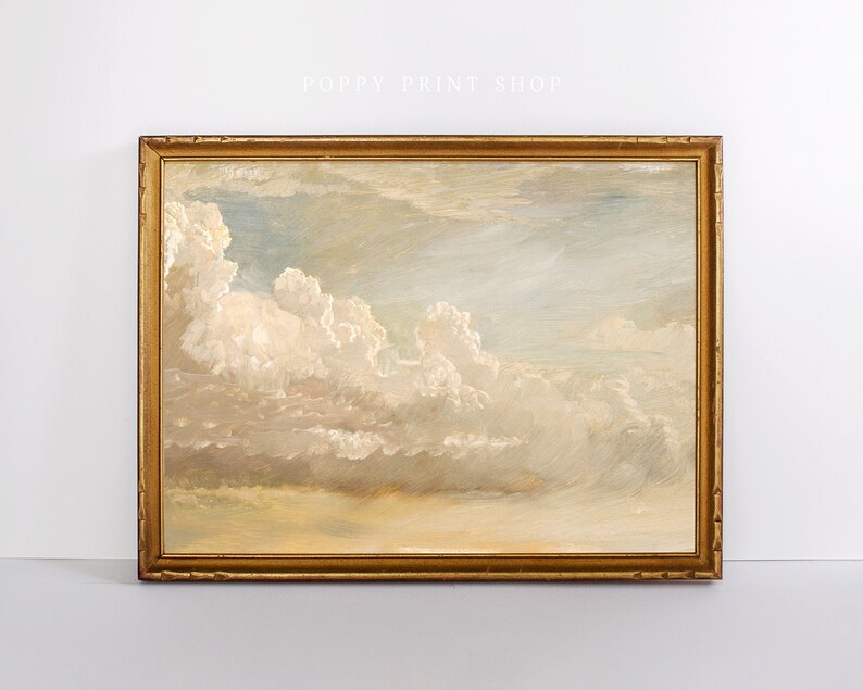 CLOUD STUDY II, Cloudscape Painting, Vintage Cloud Art, Clouds Oil ...