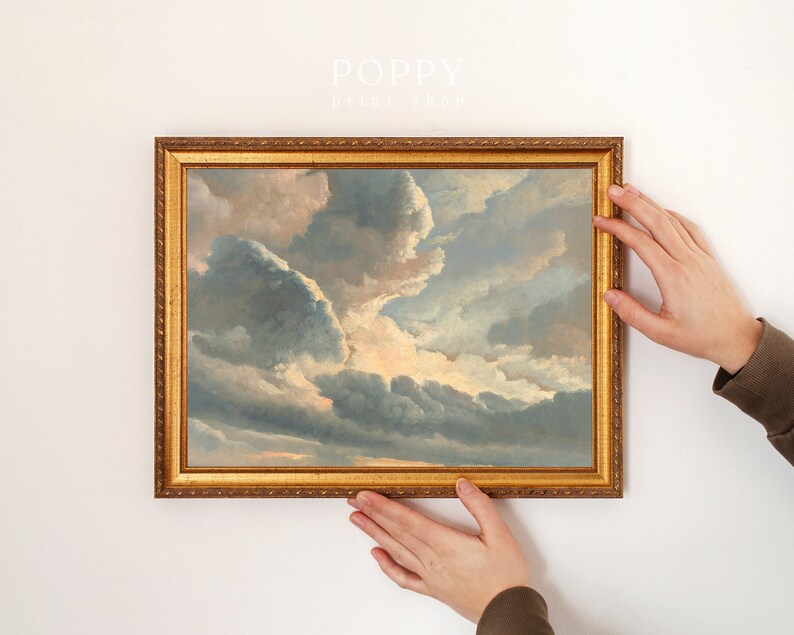 CLOUD STUDY | Neutral Wall Art | Minimalist Oil Painting | Vintage Oil ...