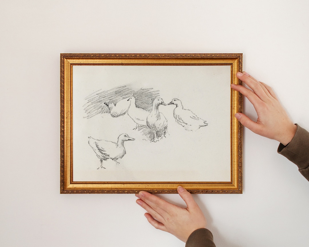 DUCKS Vintage Duck Sketch Ducks Drawing Nursery Art Vintage Art for ...