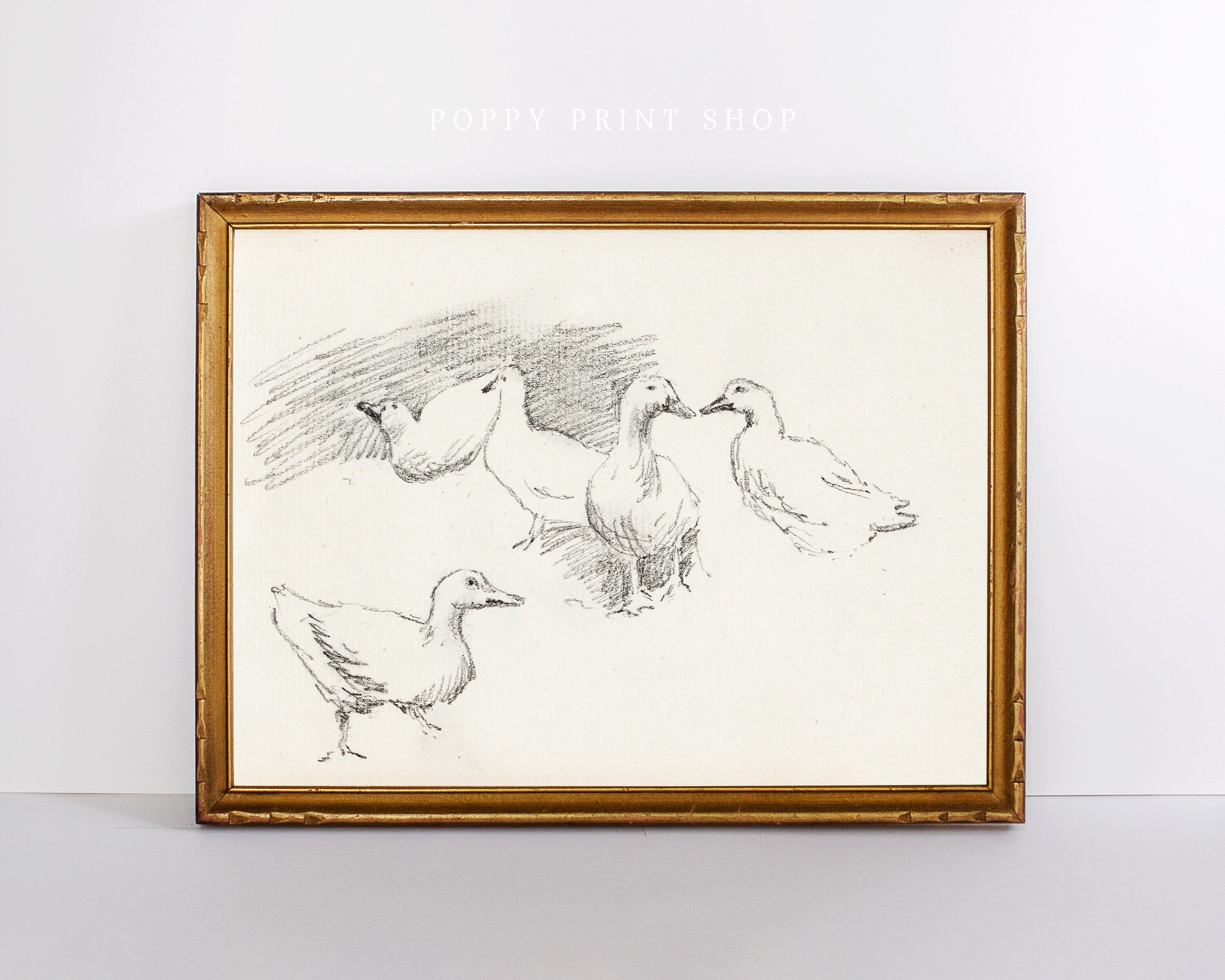 DUCKS Vintage Duck Sketch Ducks Drawing Nursery Art Vintage Art for ...