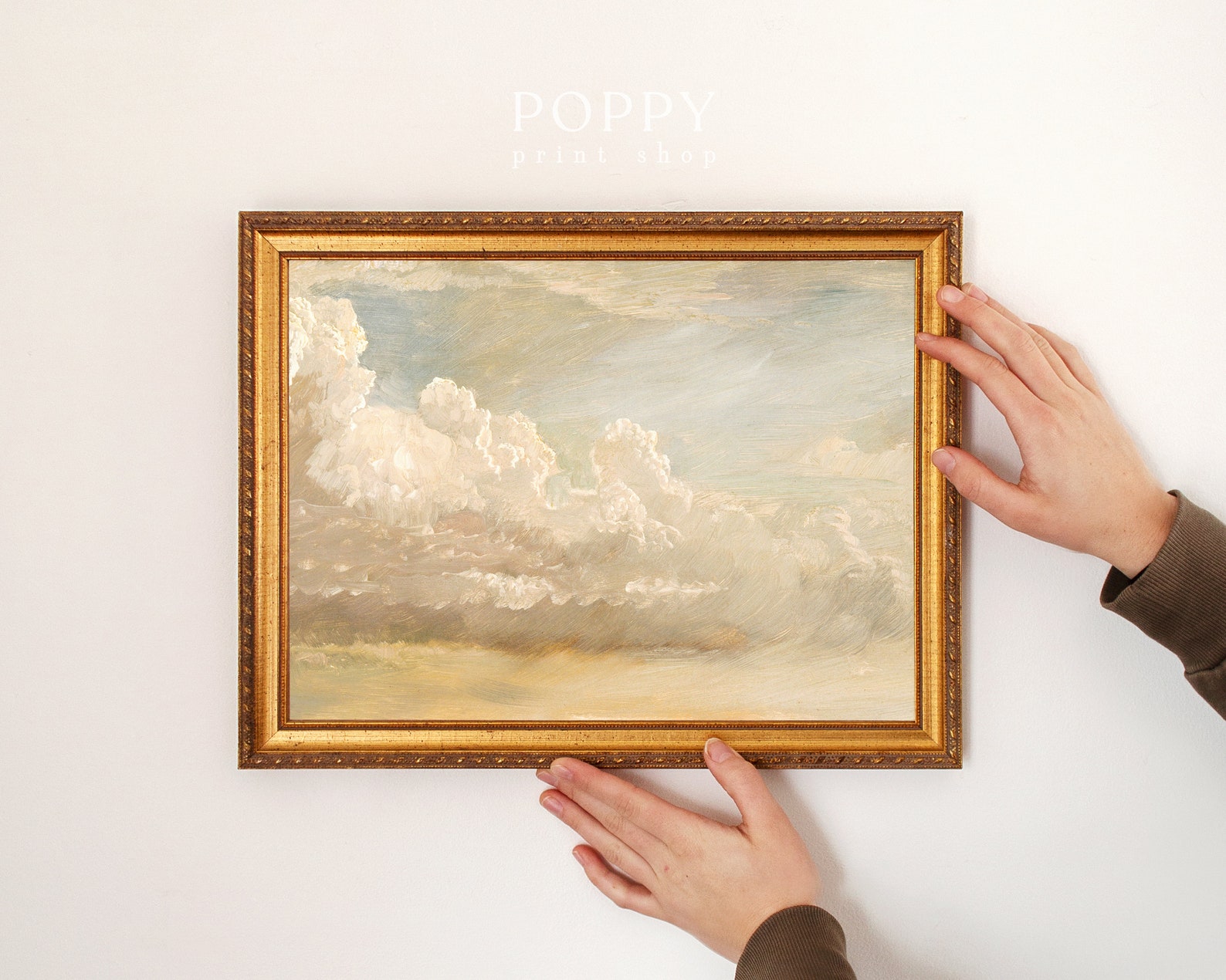 CLOUD STUDY II, Cloudscape Painting, Vintage Cloud Art, Clouds Oil Painting, Vintage Sky Art ...