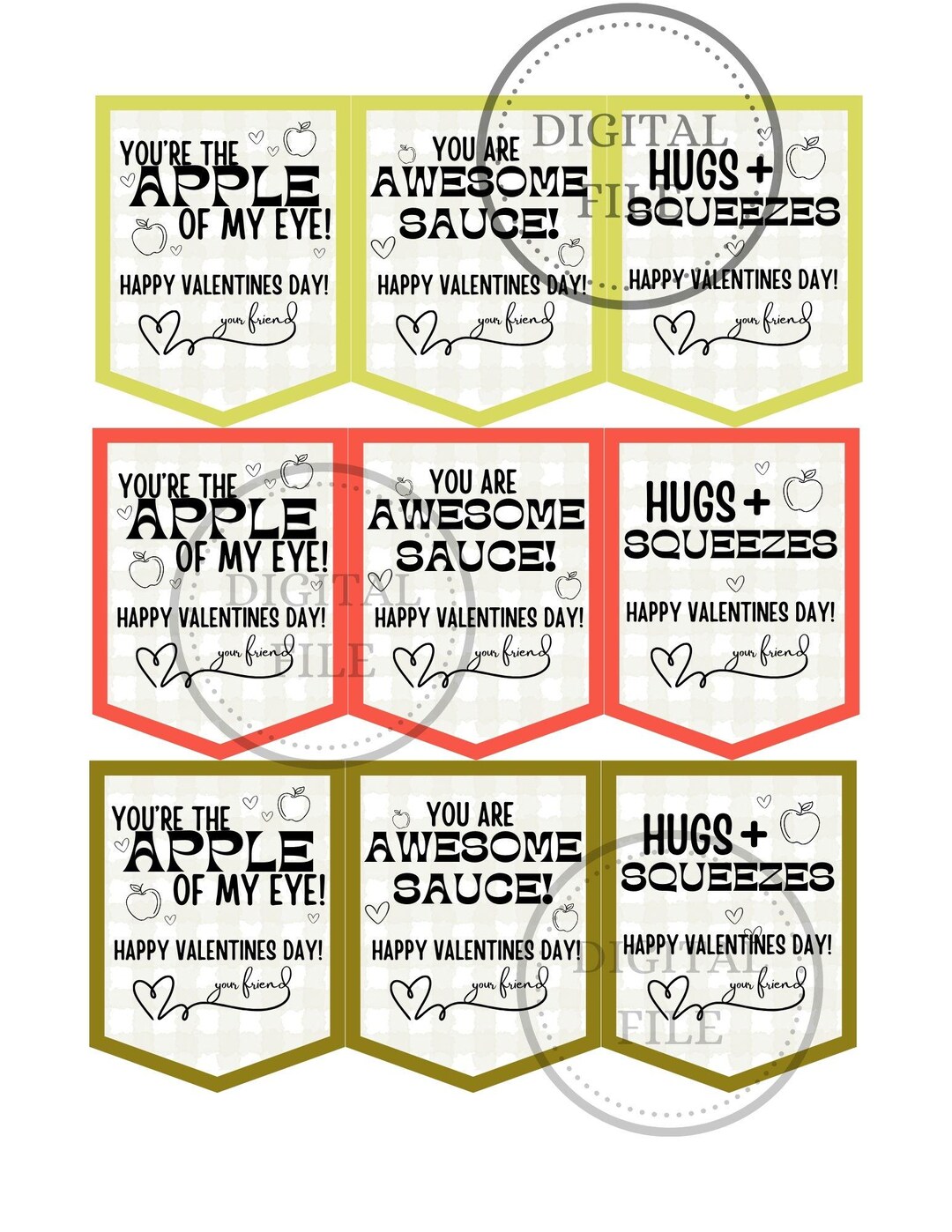 Valentines Day Tags Applesauce Digital File - Etsy