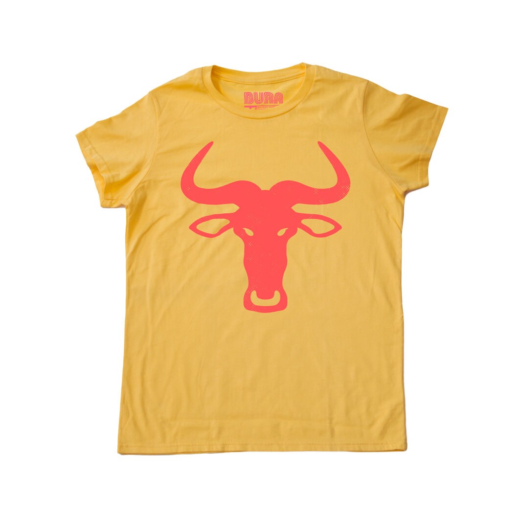 SALE ITEM! Wildebeest Buffalo Cattle Shirt - Yellow Red - Womens T ...