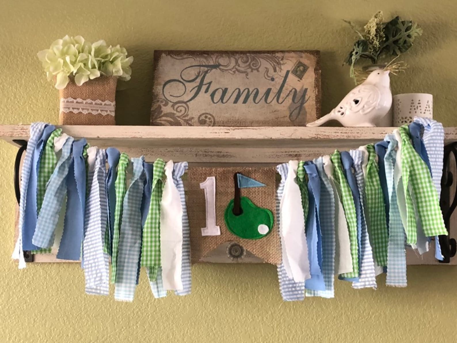 Golf Theme Rag Garland Banner Highchair Banner Green Blue - Etsy