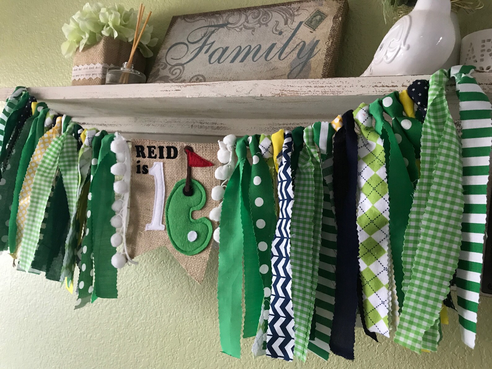 Golf Theme Rag Garland Banner Highchair Banner Green Royal - Etsy