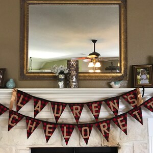 Buffalo Plaid Garland - Red Black Gold Banner Buffalo Plaid Party ...