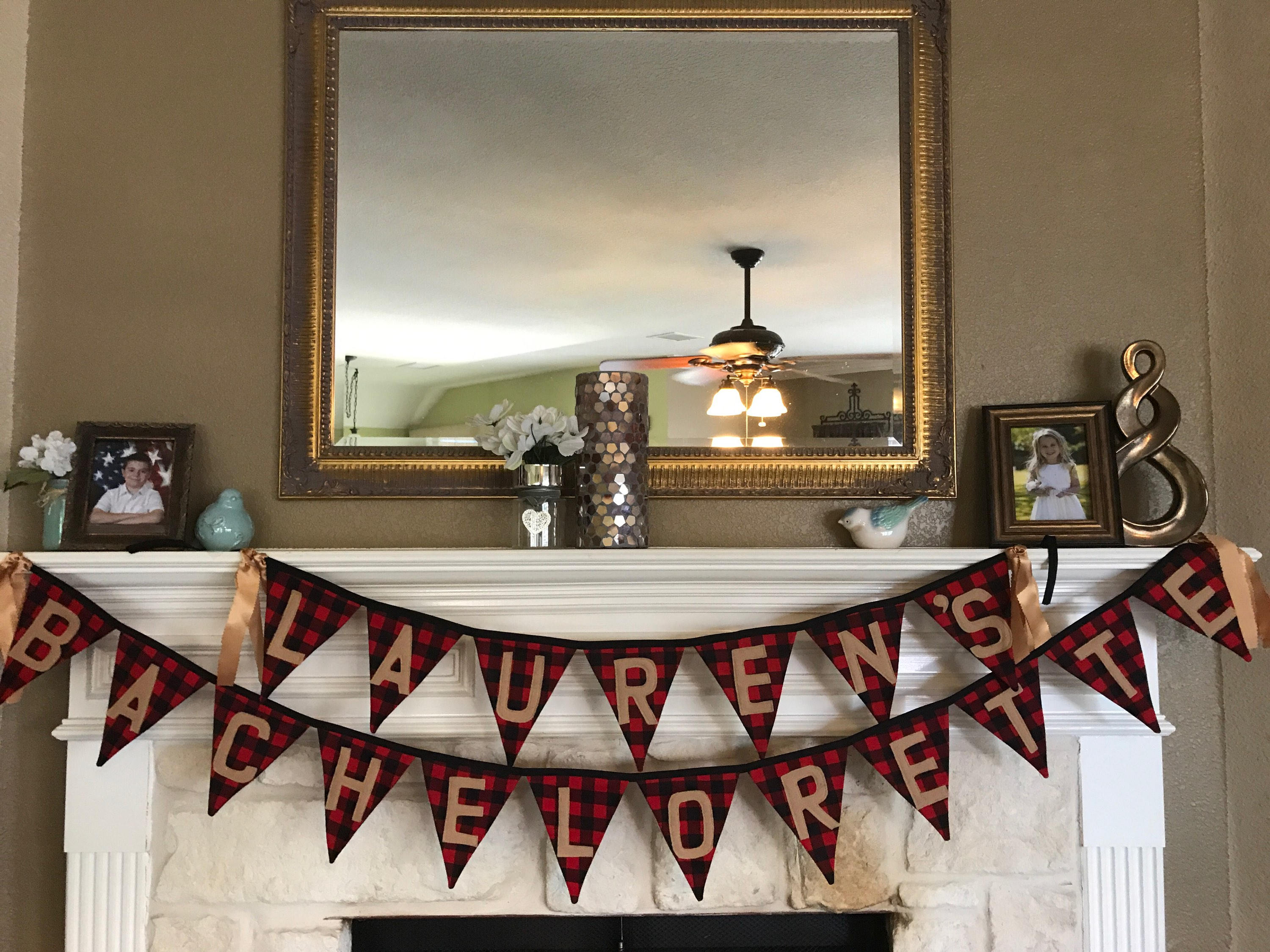 Buffalo Plaid Garland - Red Black Gold Banner Buffalo Plaid Party ...