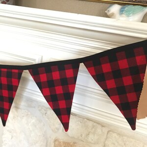 Buffalo Plaid Garland - Red Black Gold Banner Buffalo Plaid Party ...