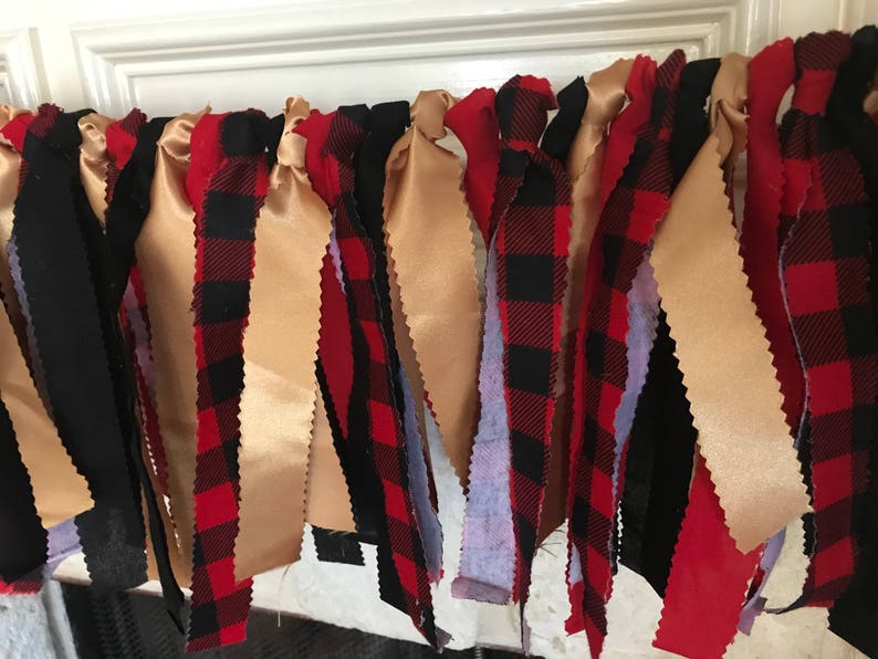 Buffalo Plaid Garland - Red Black Gold Banner Buffalo Plaid Party ...