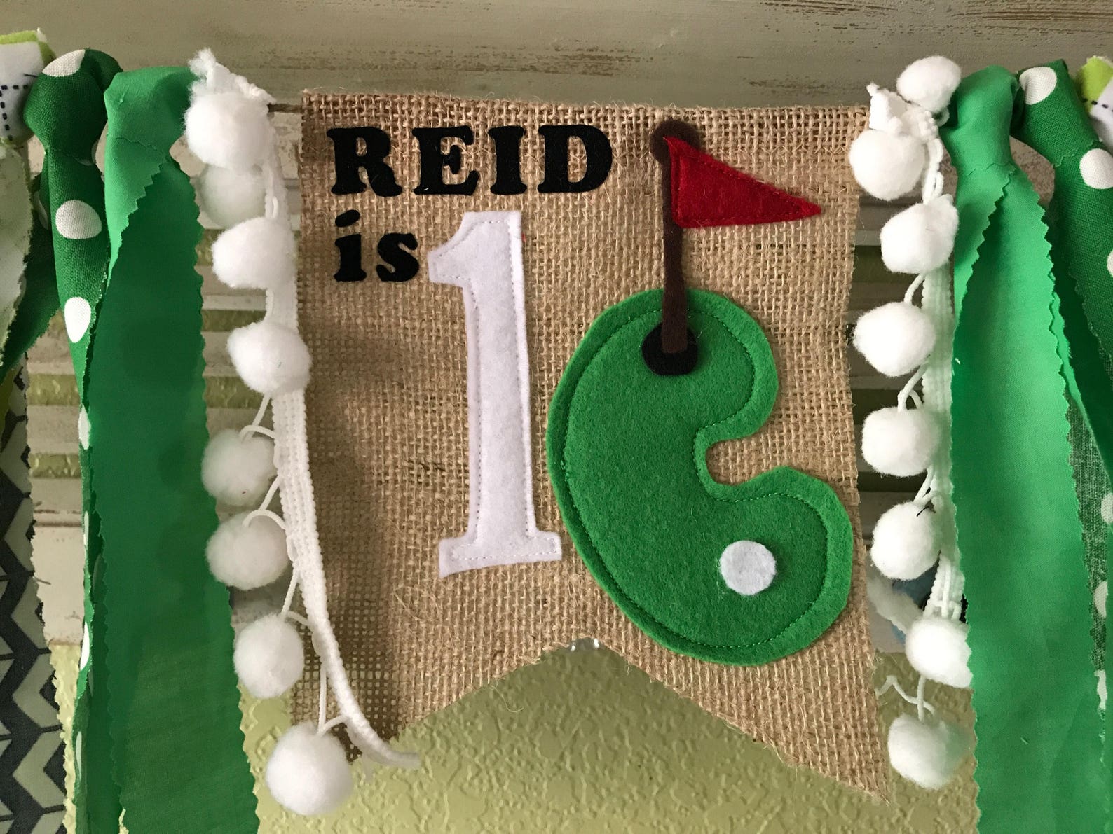 Golf Theme Rag Garland Banner Highchair Banner Green Royal - Etsy