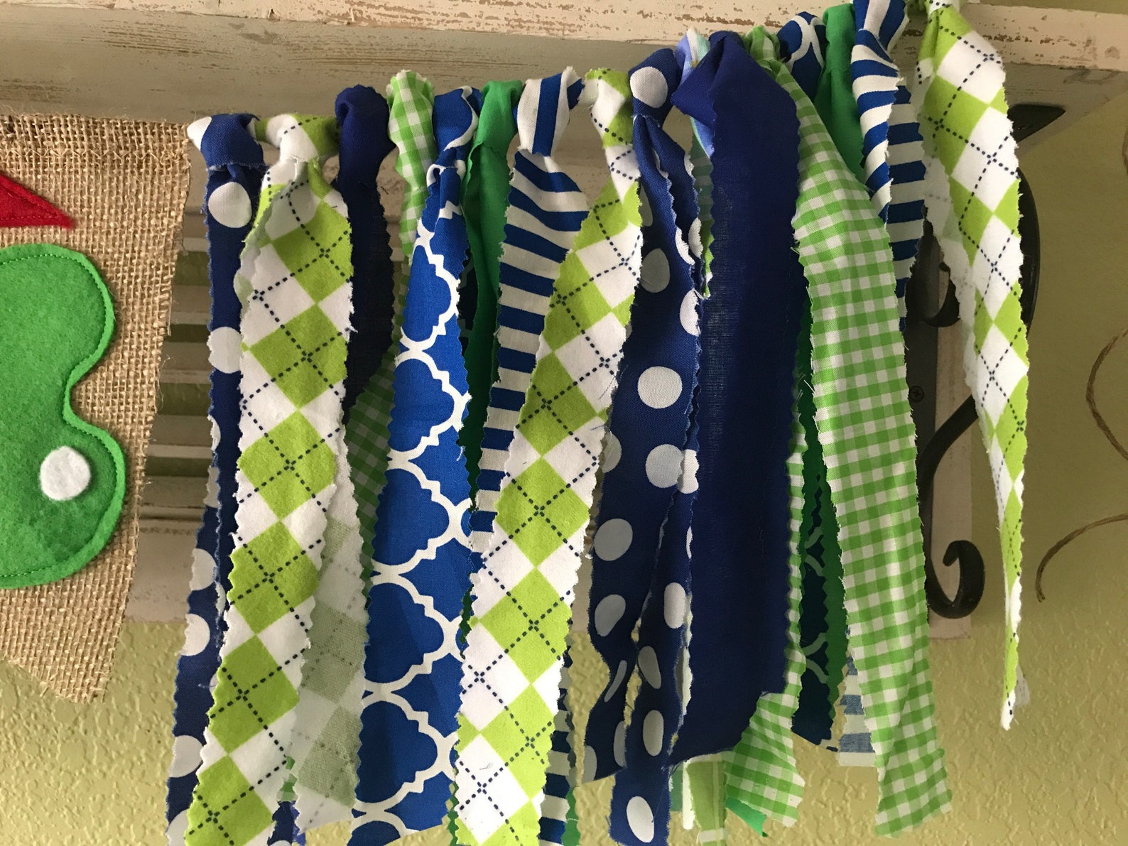 Golf Theme Rag Garland Banner Highchair Banner Green Royal | Etsy