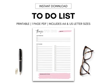 To Do List Printable, Green | Instant Download | A4 & US Letter Size ...