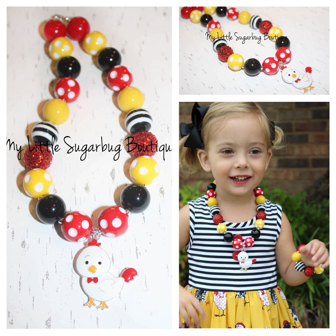 Chicken Chunky Necklace-yellow-red-black-m2m Eleanor Rose-m2m A Bushel ...