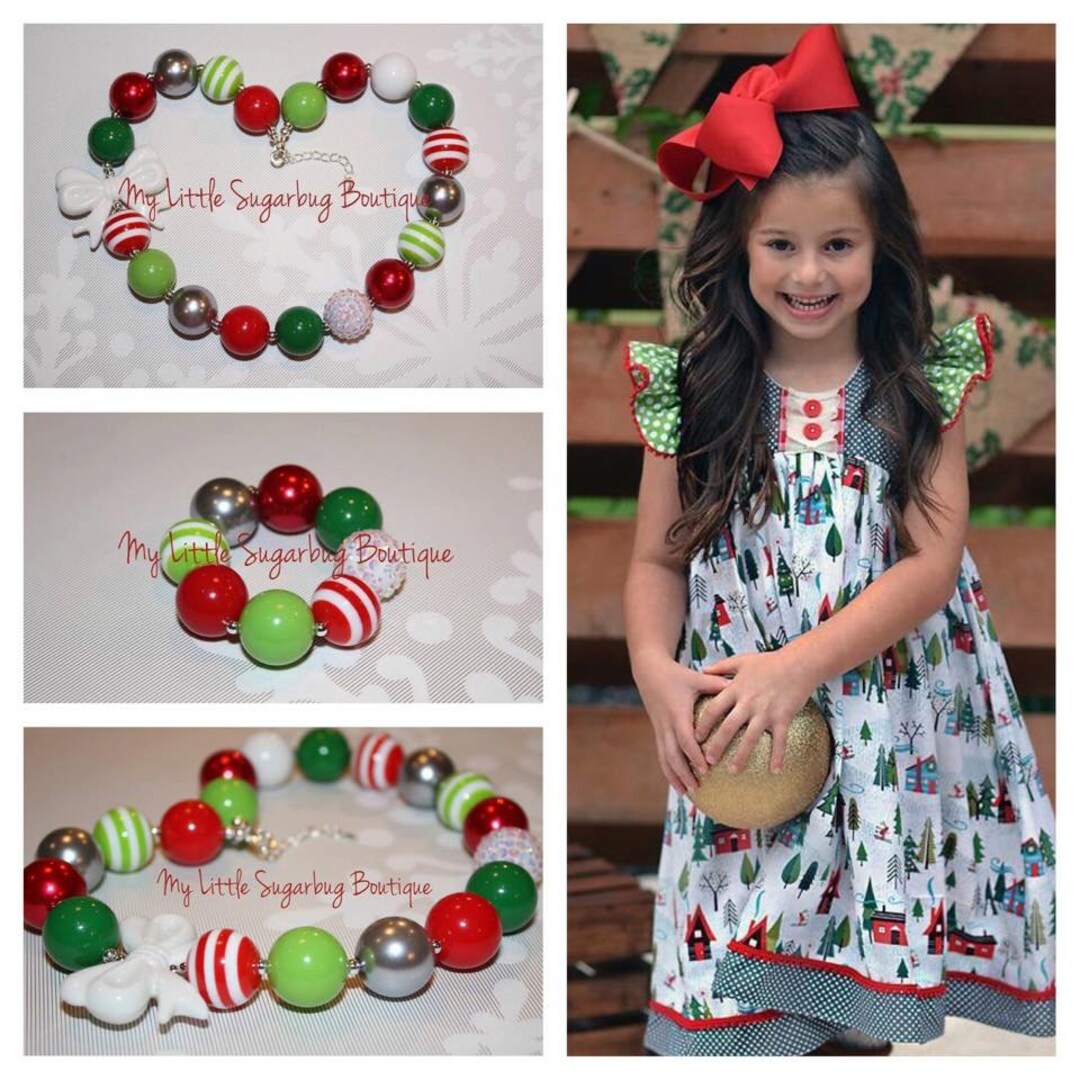 Home for the Holidays Chunky Necklace-christmas Necklace-green Red ...