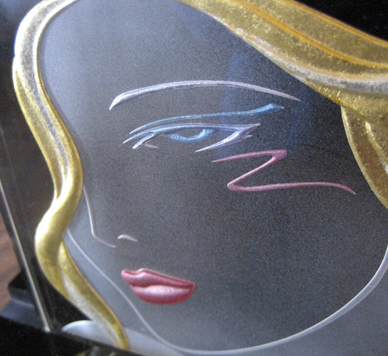Sculpted Glass and Molded Plastic Art of Female Face FREE US - Etsy