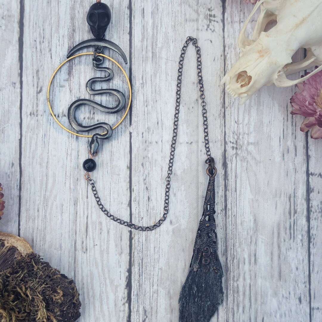 Cosmic Serpent Pendulum Handmade Black Kyanite Divination Tool - Etsy
