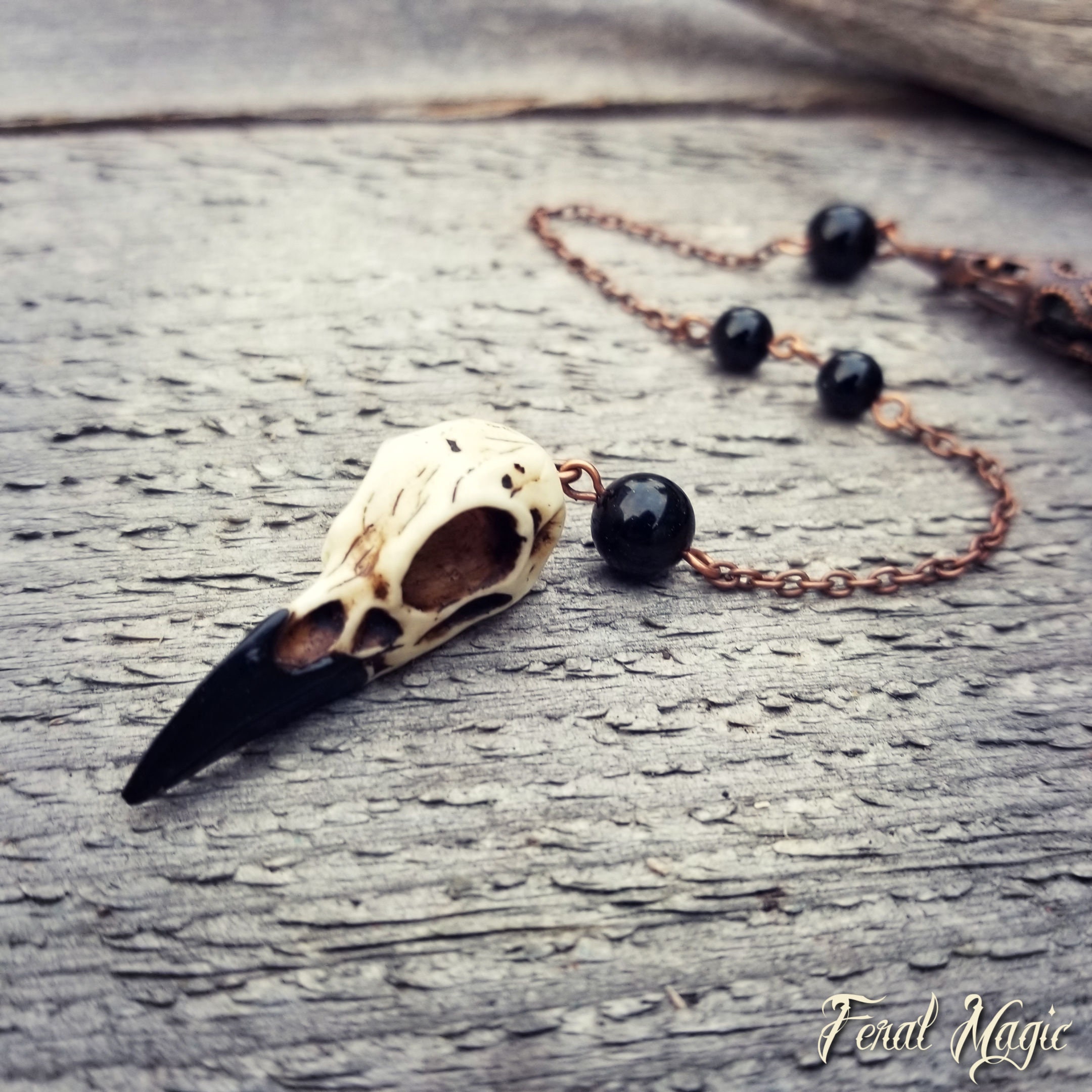 The Morrigan's Prophecy Pendulum Raven Skull and Black | Etsy