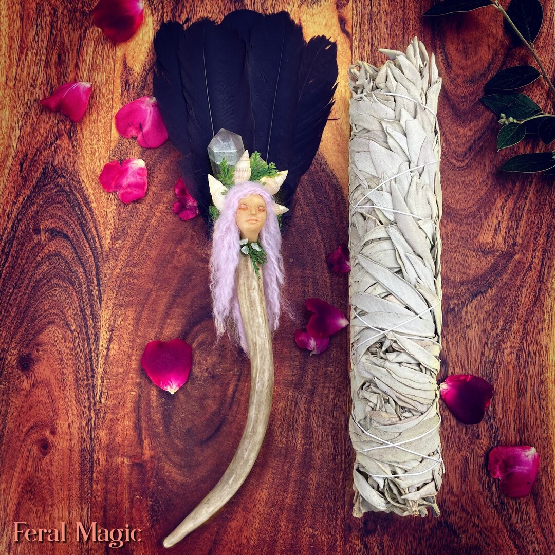 The Siren Crow Feather and Deer Antler Shamanic Smudge/offering Fan - Etsy