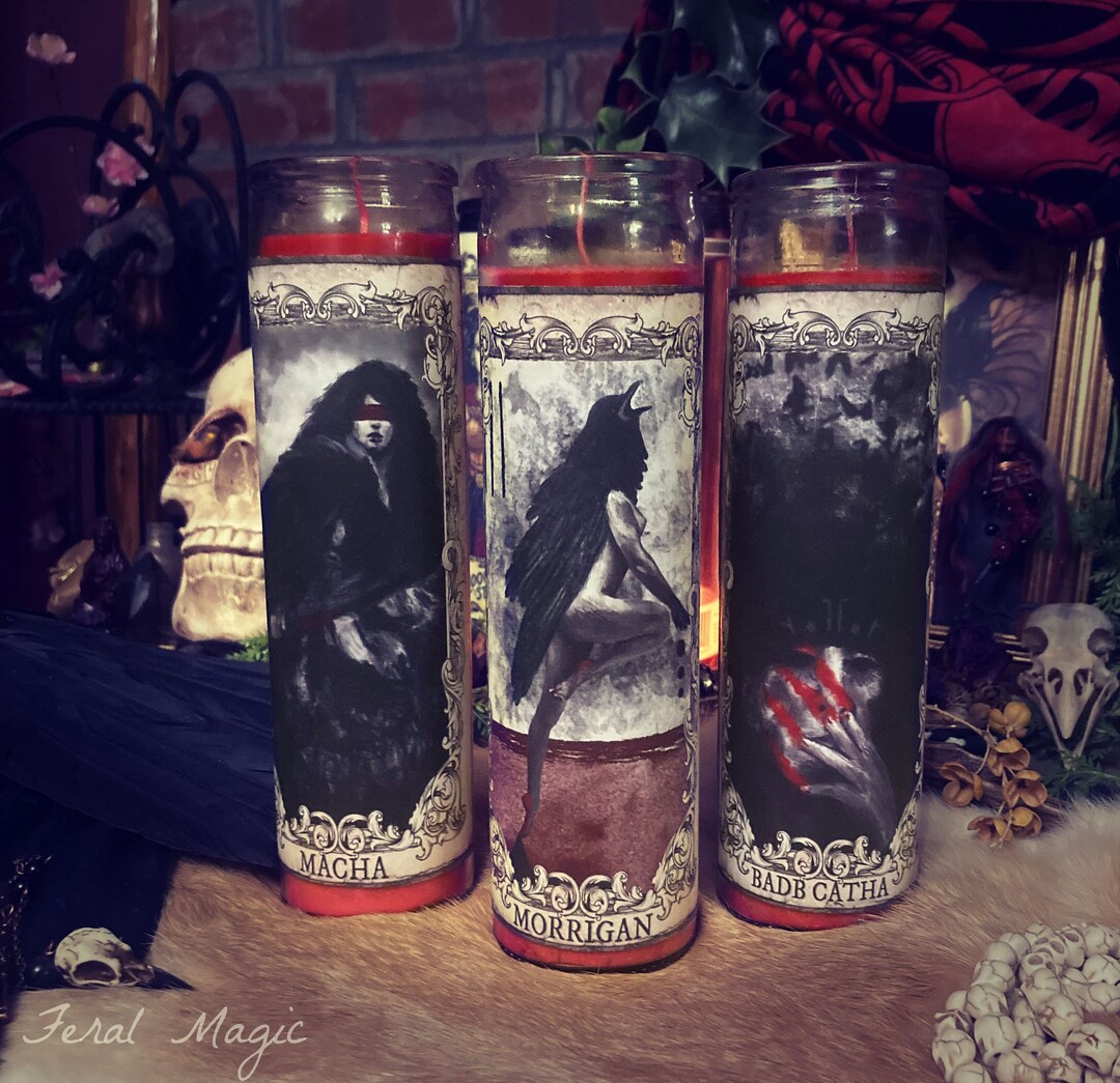 Goddess Morrigan Ritual Altar Candle 3 PC Set Morrigan, Badb, Macha ...