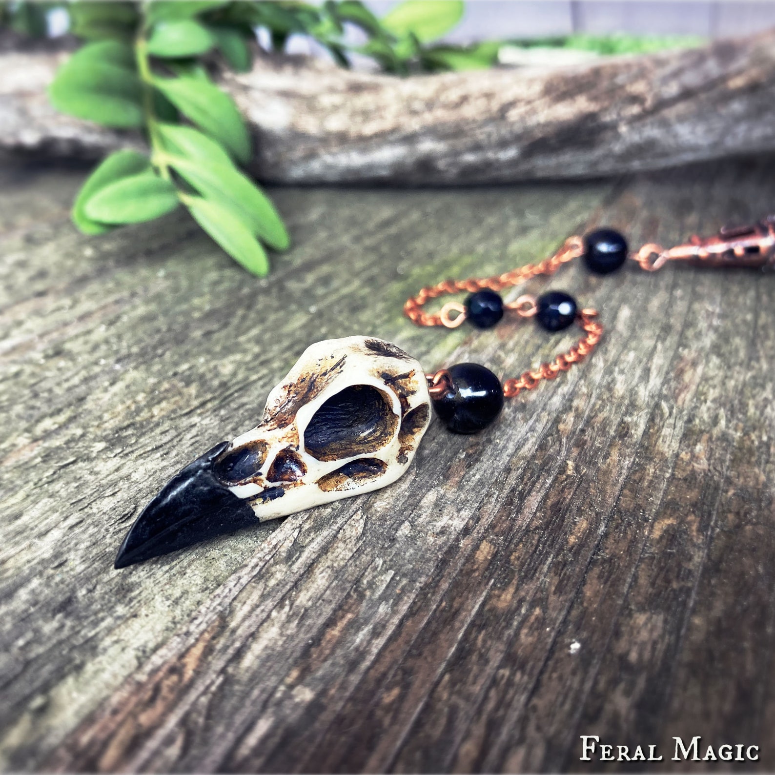 The Morrigan's Prophecy Pendulum Raven Skull and Black - Etsy